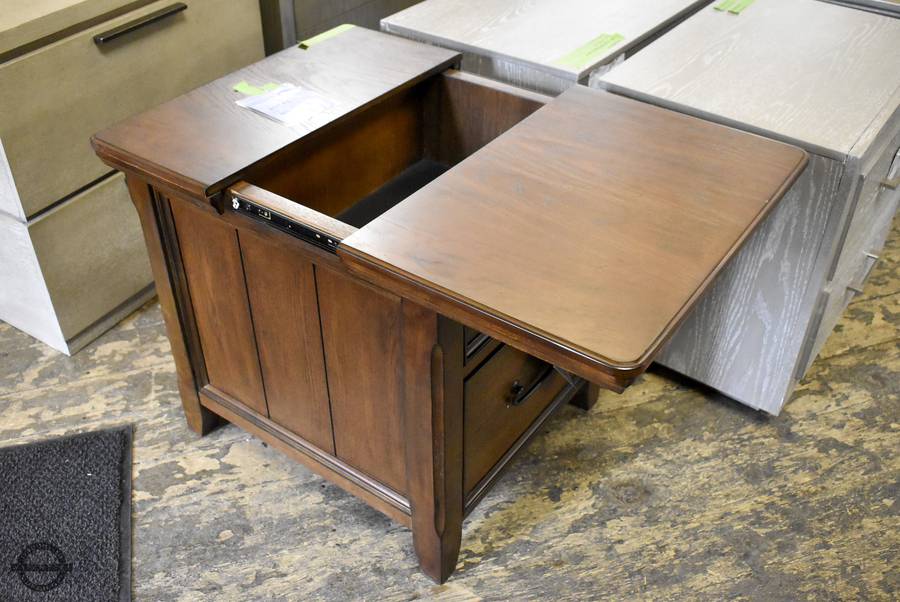 Set of 2 Woodboro Media End Table with Power Outlets By Ashley AH T478 17 Auction The Old Warehouse Furniture Auction