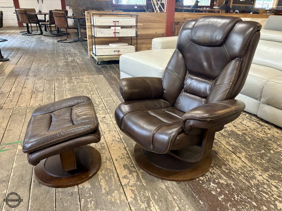 Faringdon Leather Euro Chair Ottoman